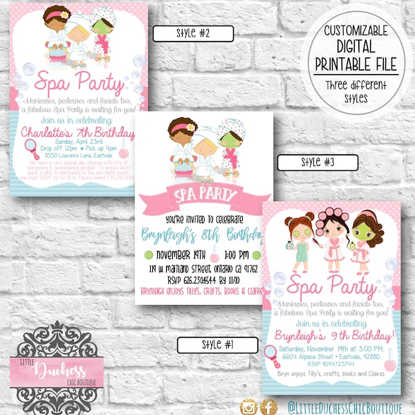 Spa Party Invitations for Girls - Etsy