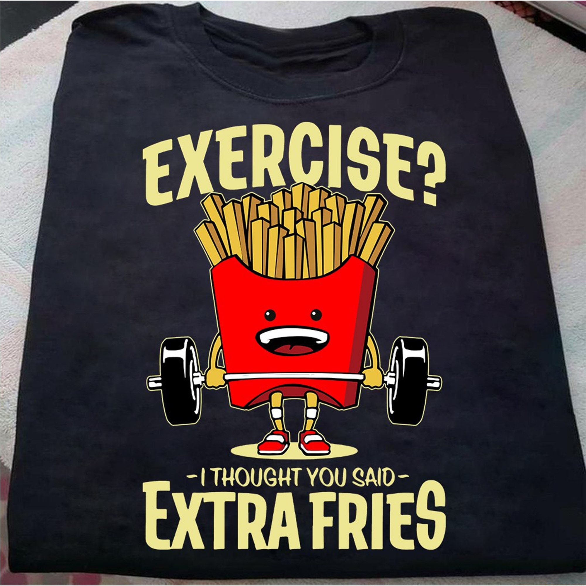 Exercise I Thought You Said Extra Fries Shirt Funny Gym | Etsy