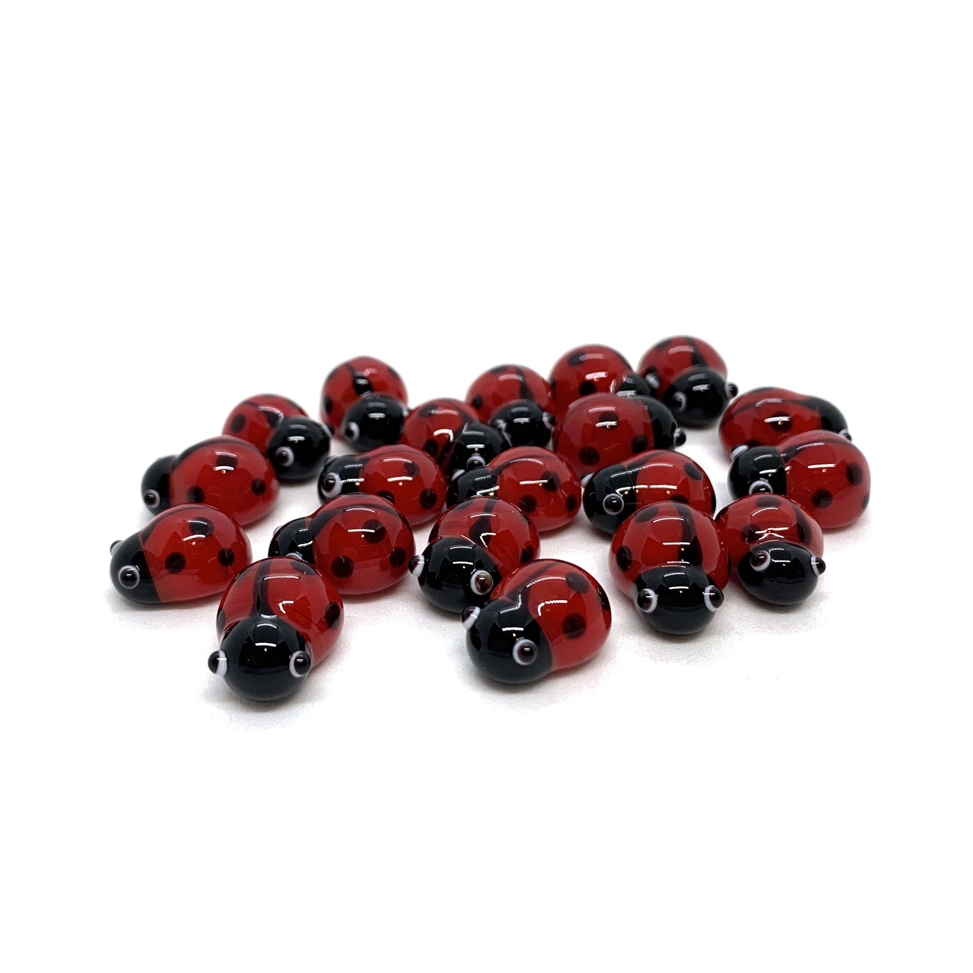 Lady Bugs Lampwork Glass Mosaic, Approx 15x10x10mm - Etsy