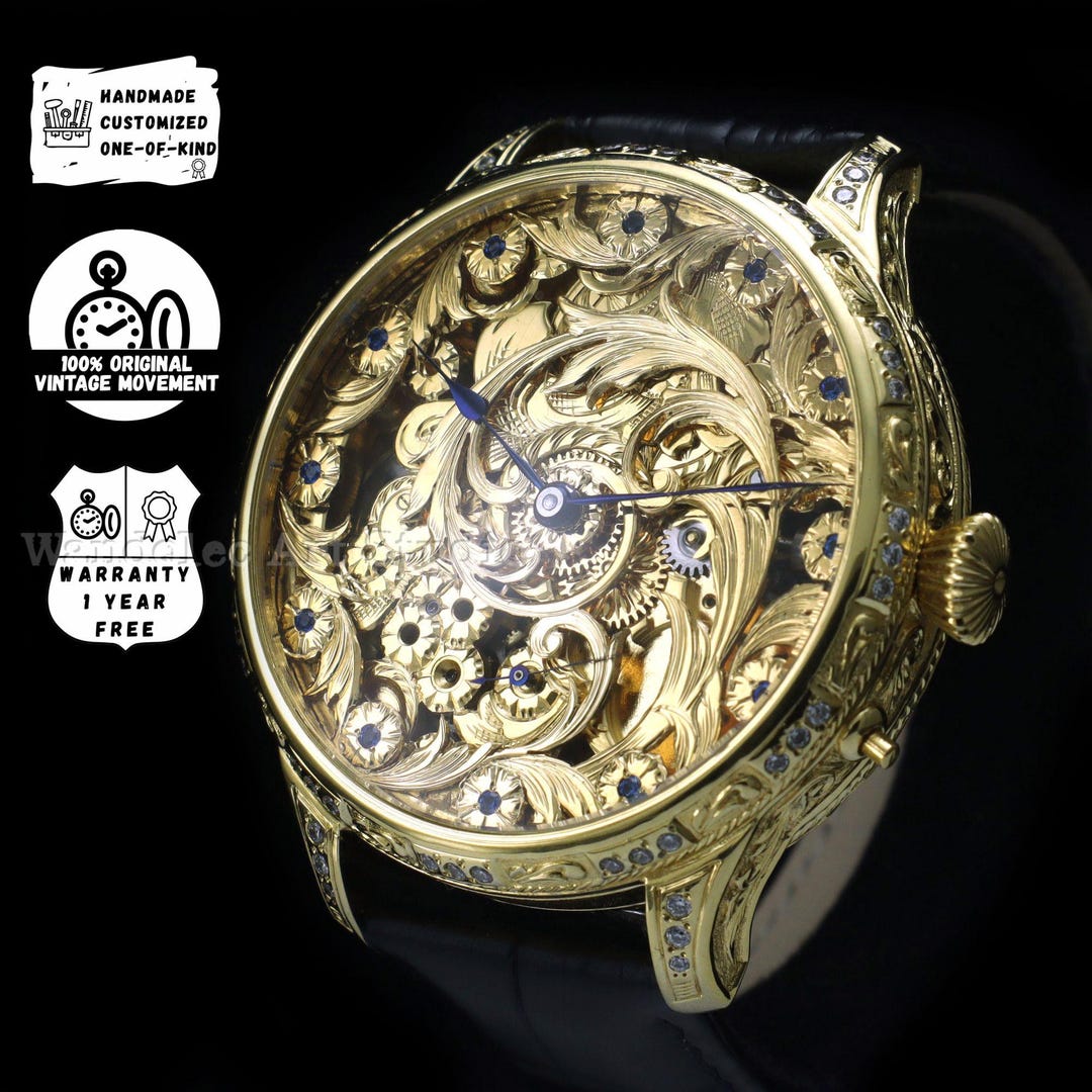 Vintage Watch Iwc,gold Skeleton,wandolec Mechanical Swiss Watches ...