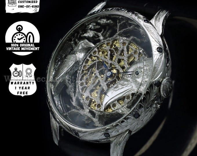 Vintage Longines Skeleton Watch: 1912 Hand-engraved Raven, Swiss ...