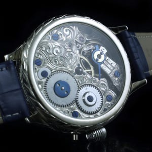 Mens Skeleton Watch, Full Hand Engraved Case & Movement, Vintage ...