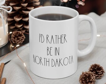 North Dakota Mug State Design White Ceramic North Dakota Mug - Etsy