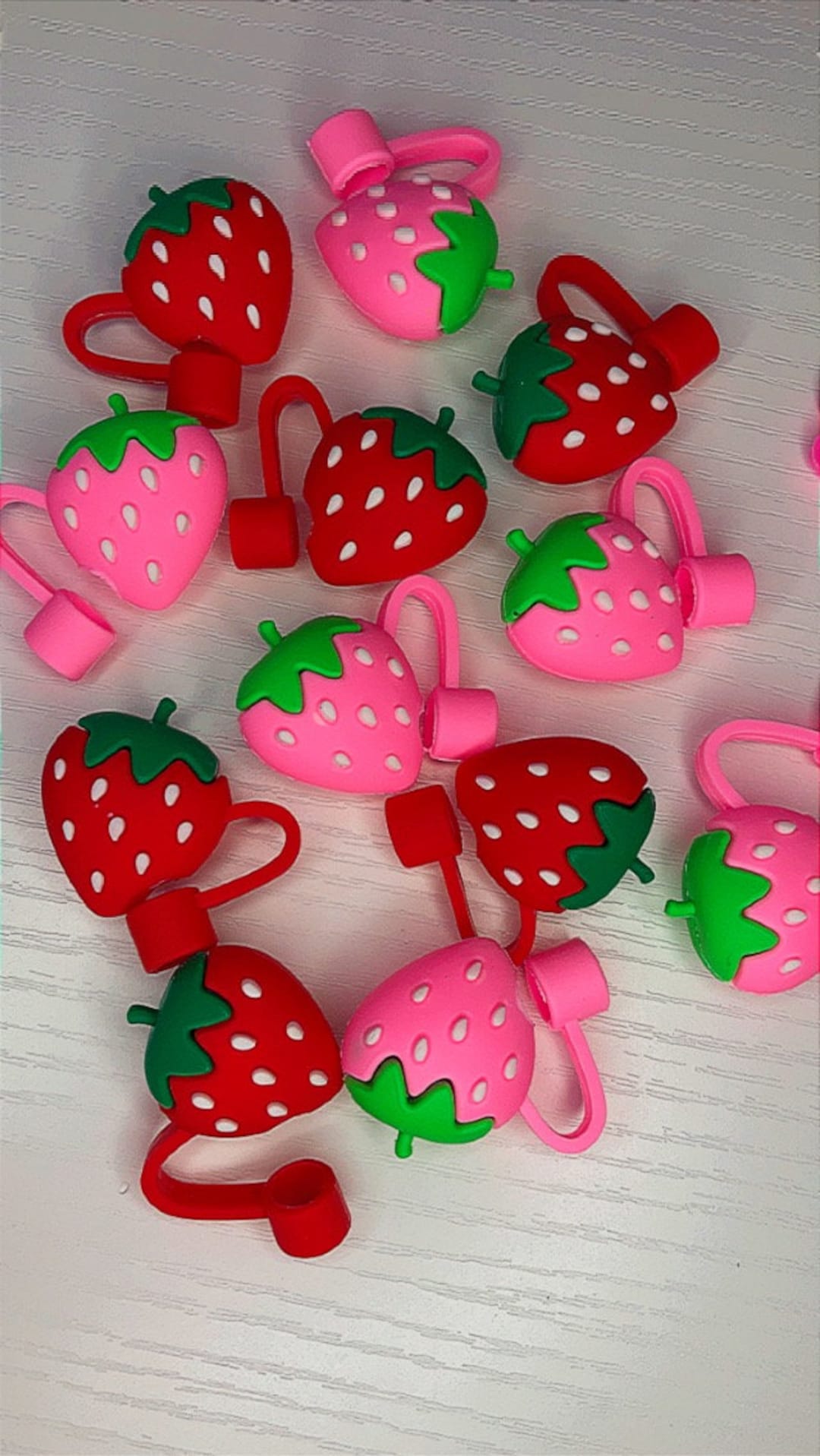 Strawberries Straw Toppers Summer Fun Kawaii Straw Toppers - Etsy