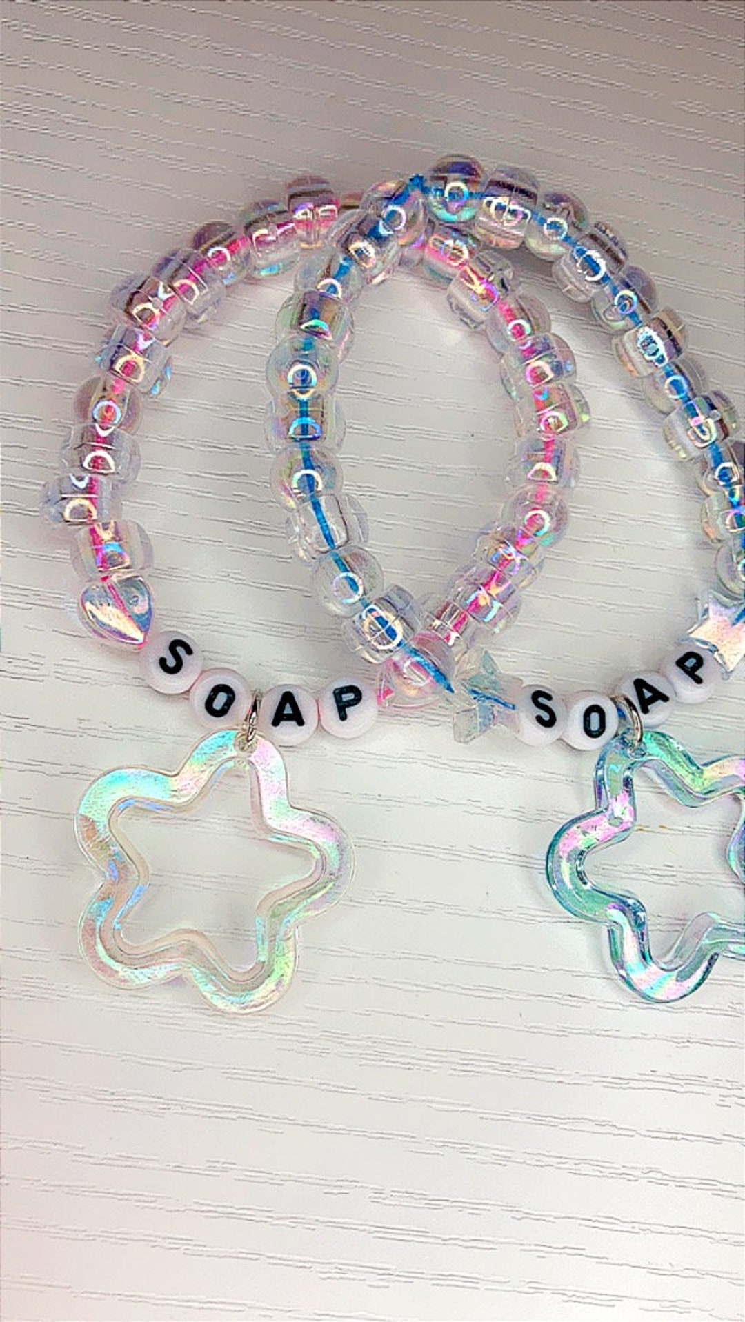 Soap Beaded Bracelets Set Handmade Iridescent Bracelets - Etsy