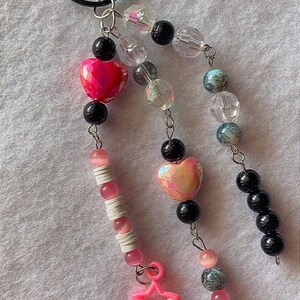 Kawaii Black Pink Goth Beaded Keychain - Etsy