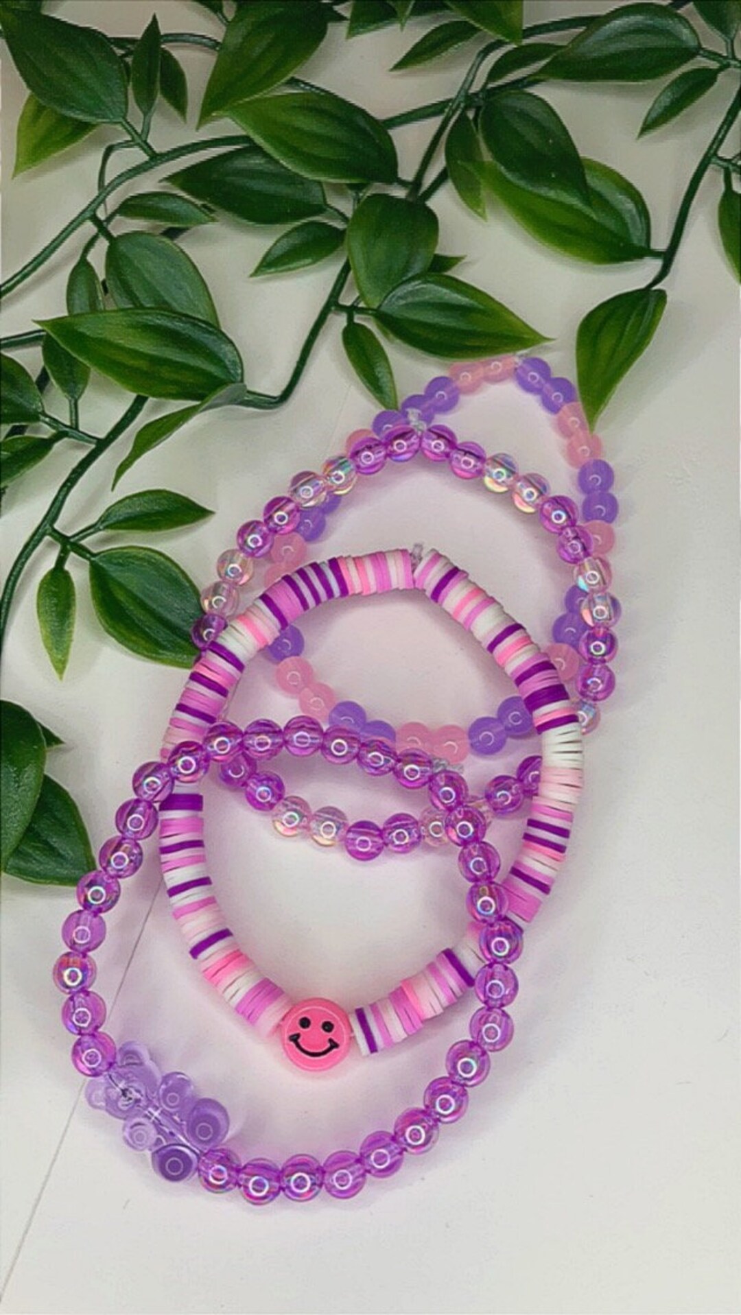 Gummy Bear Dust Smiley Face Beaded Bracelets Set - Etsy