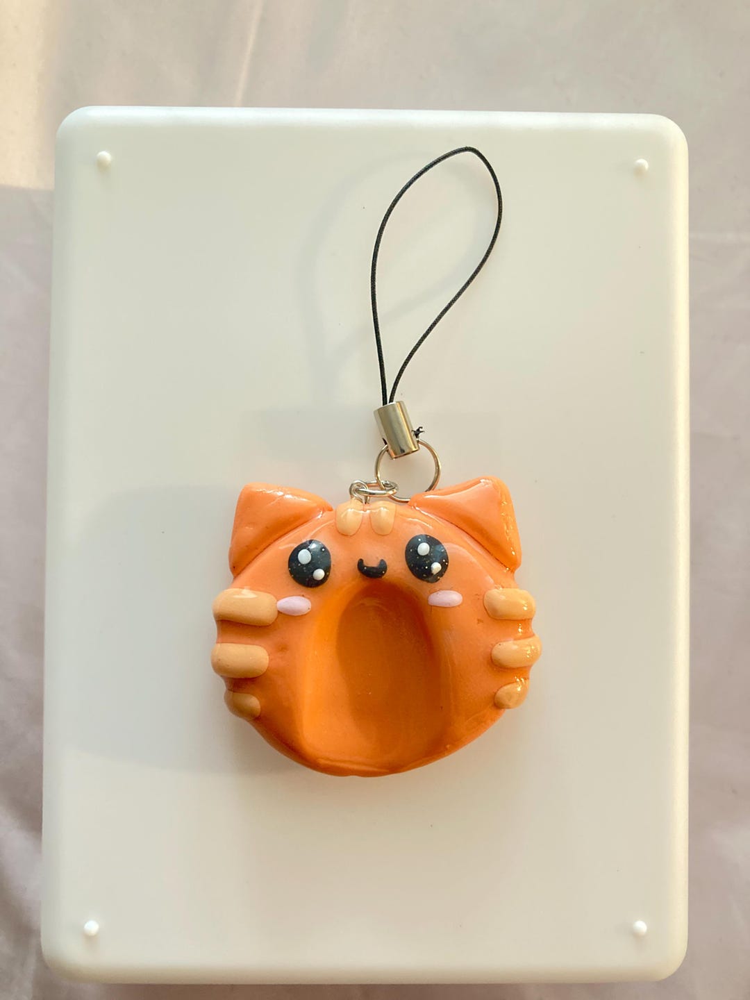 Orange Kitty Cat Worry Stone Keychain Charm Kawaii Fun Smooth Bumpy ...