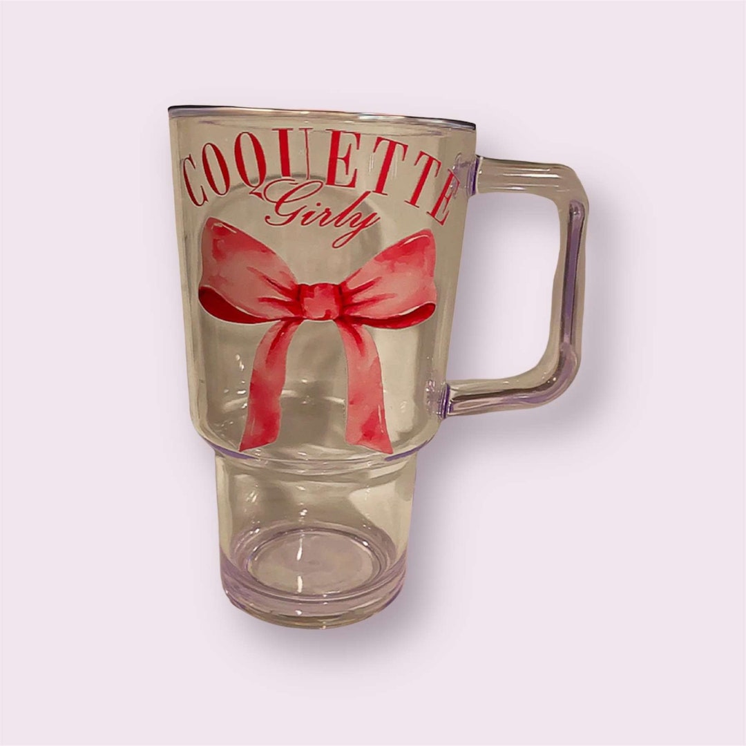 Coquette Girly Plastic Cup With Handle Kawaii Preppy Girly Cup 20oz - Etsy