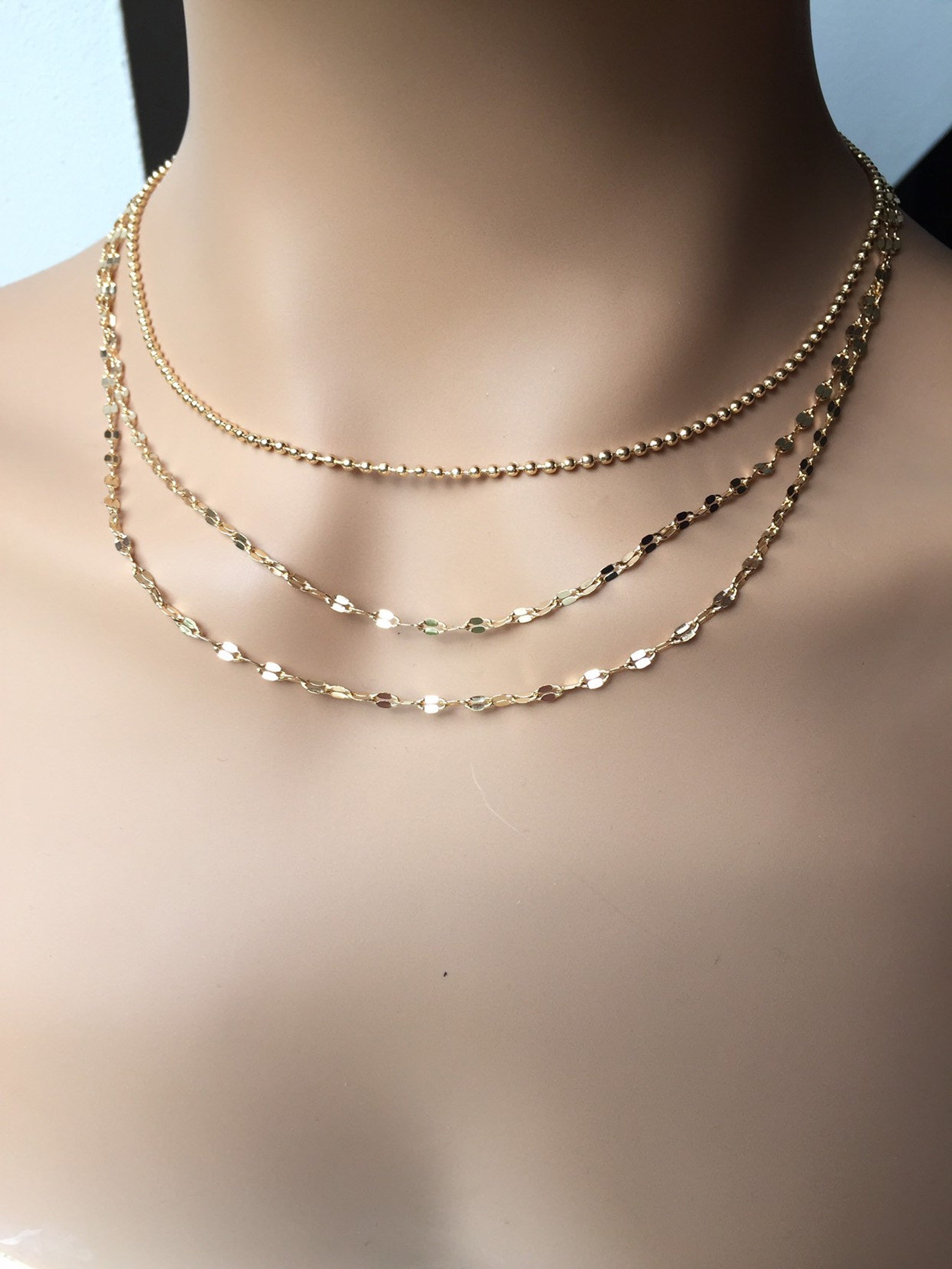 Collar de oro para mujer de triple capa de tres niveles collar | Etsy