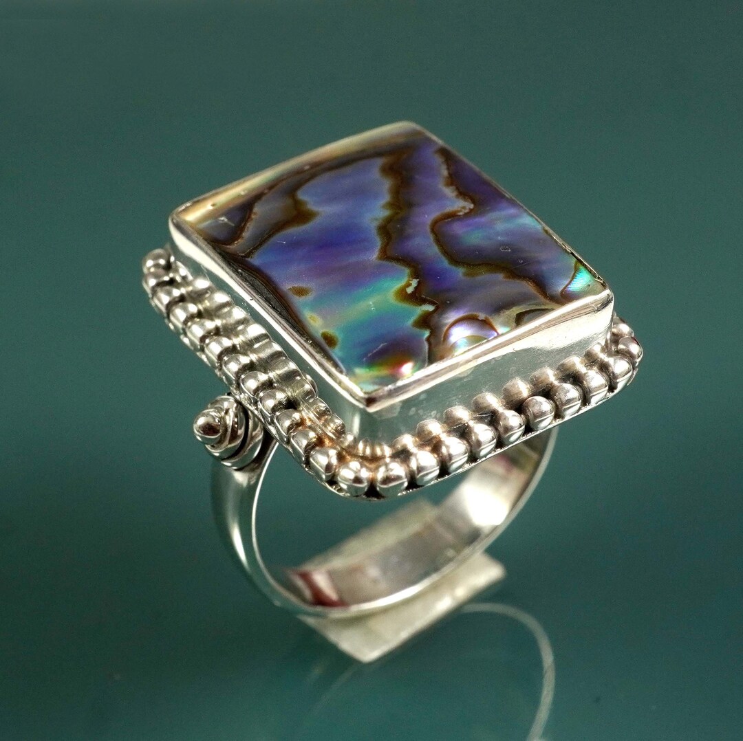 Abalone Ring, Handmade Silver Ring, Vintage Abalone Ring, Abalone Shell ...