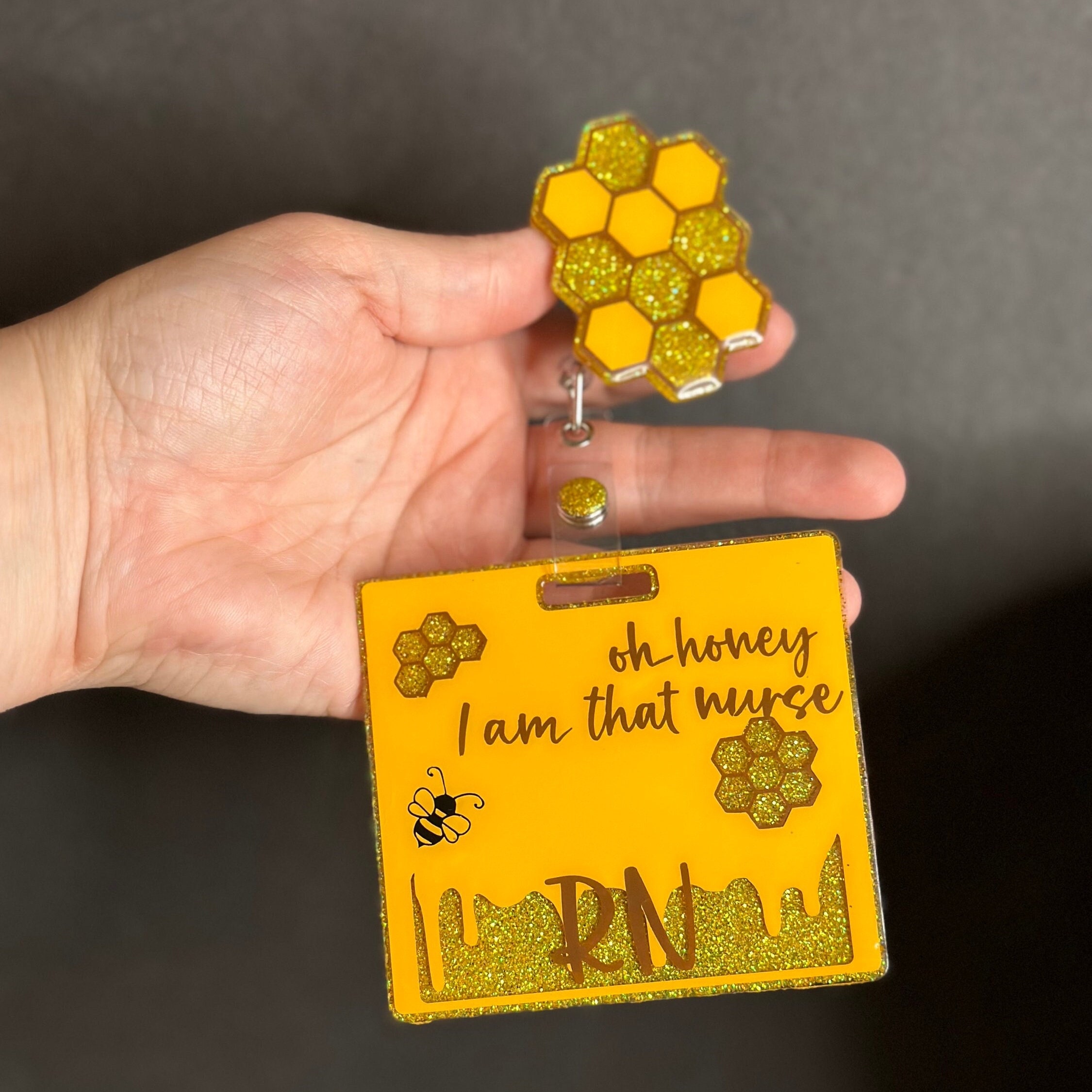 Beehive Retractable ID Badge and Badge Buddy Bee and Honey Badge Reel ...