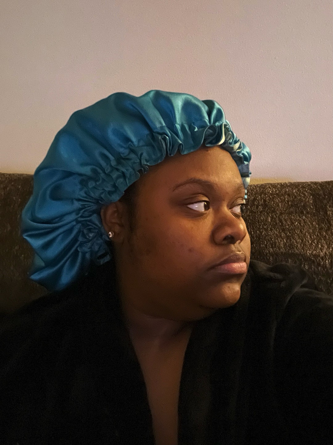 Extra Large Blue Satin Bonnet for Hair Protection, Braids, Weave - Etsy
