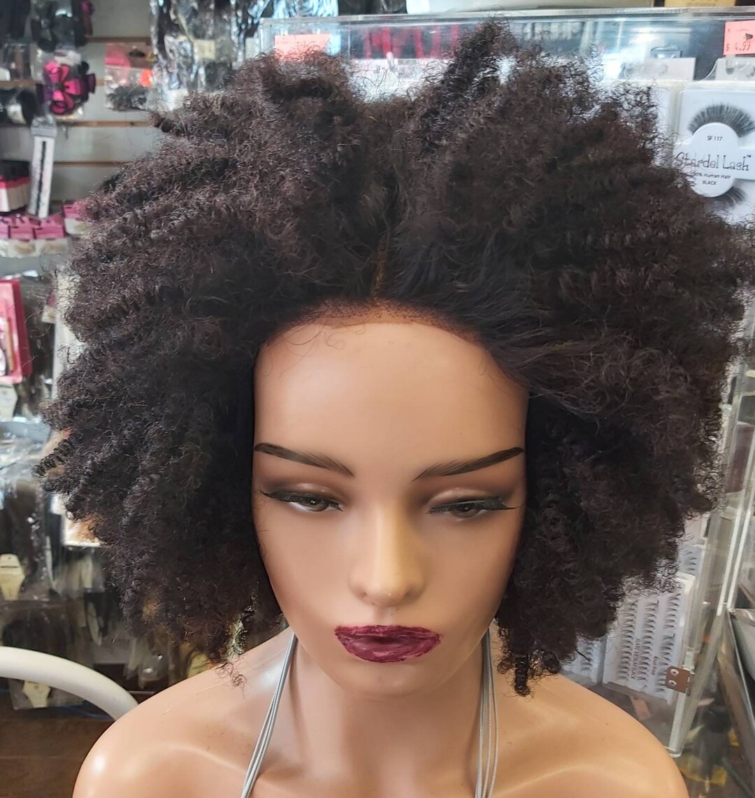 Afro Kinky Human Hair Wig With Lace Closure - Etsy