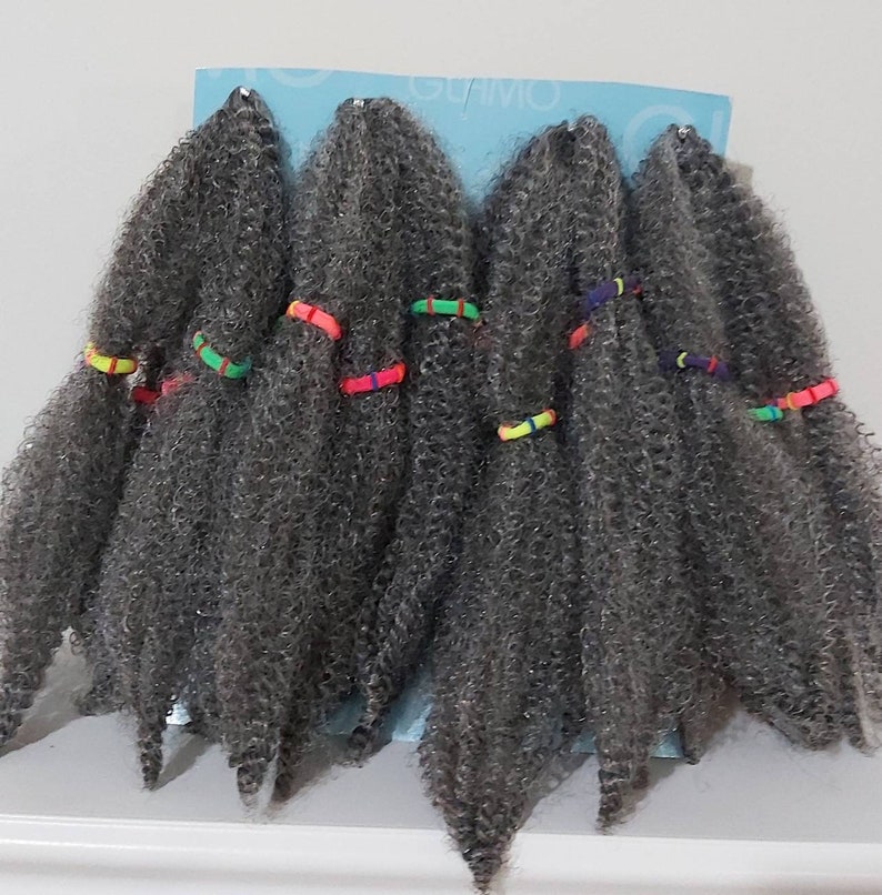Afro Kinky Bulk Grey Colour Synthetic Hair | Etsy
