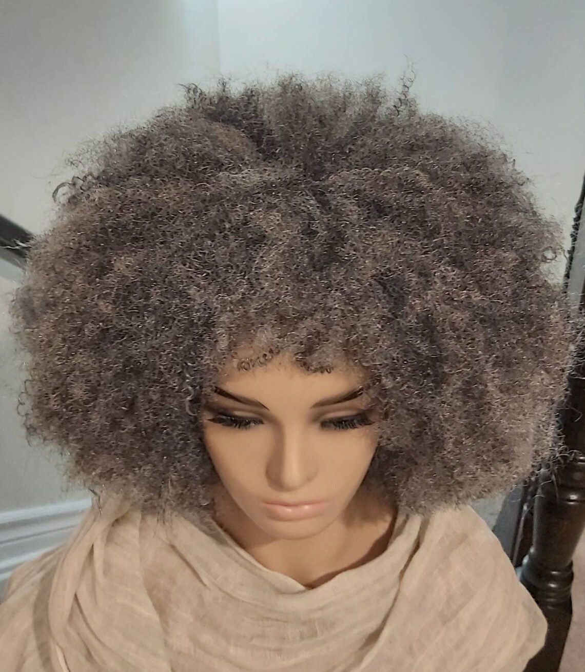 Grey Afro Kinky Synthetic Nubian Fringe Wig With a Bang Gray | Etsy Canada