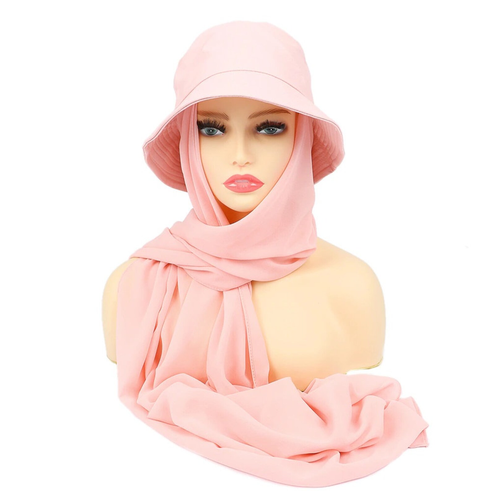 New Muslim Women Bucket Hat With Chiffon Hijabs Summer Sports - Etsy