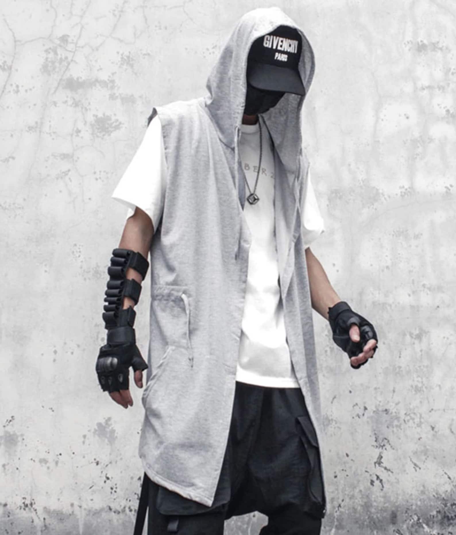 DARK Black Hooded Wizard Vest Coat Men 2021autumn Summer - Etsy