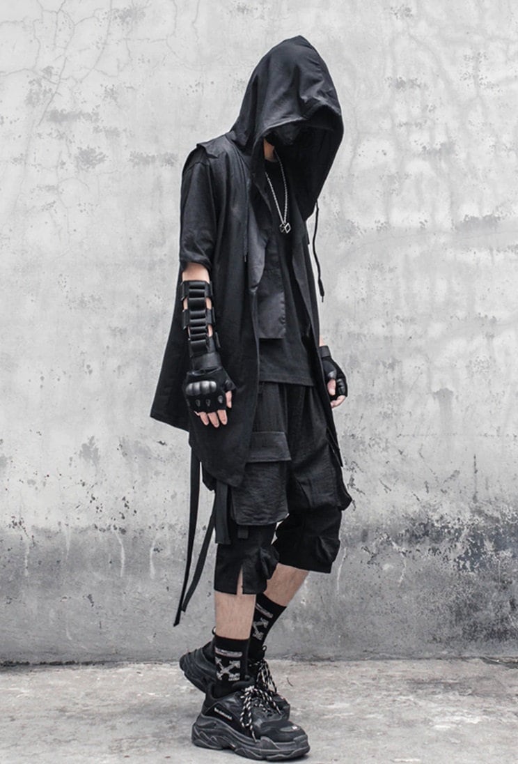 DARK Black Hooded Wizard Vest Coat Men 2021autumn Summer - Etsy