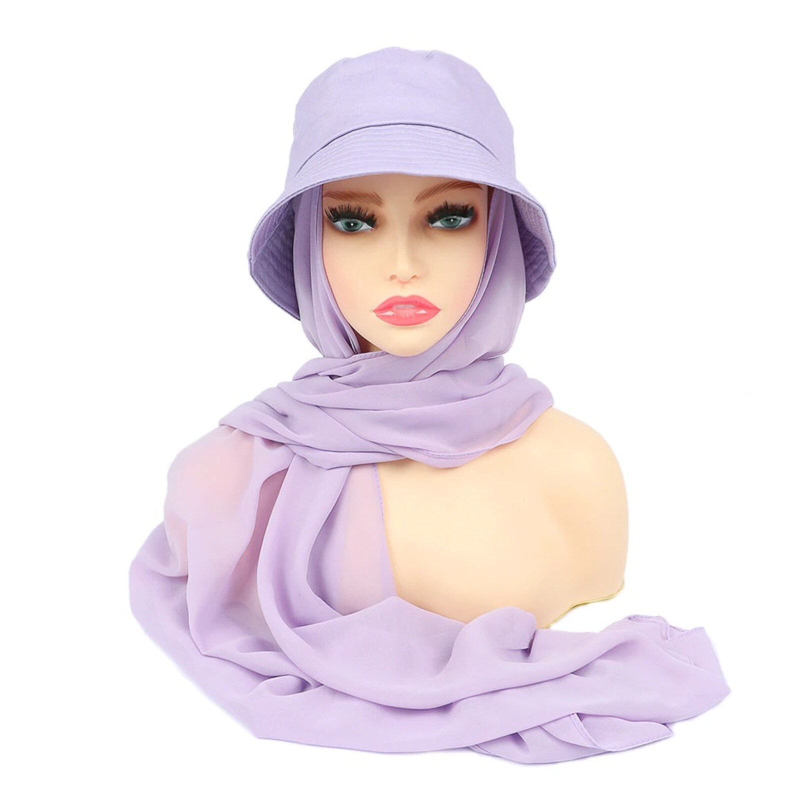 New Muslim Women Bucket Hat With Chiffon Hijabs Summer Sports - Etsy