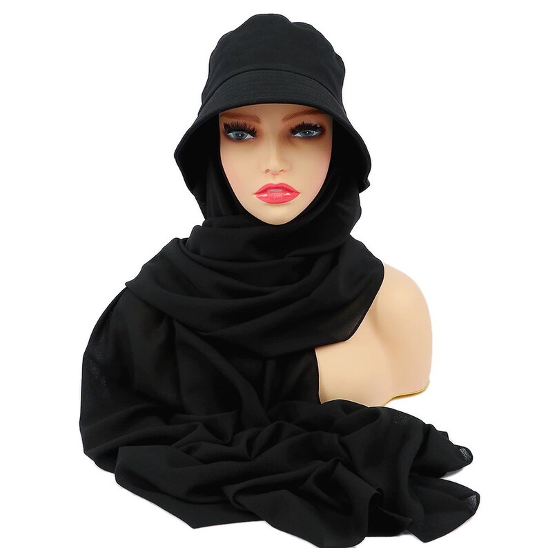 New Muslim Women Bucket Hat With Chiffon Hijabs Summer Sports - Etsy