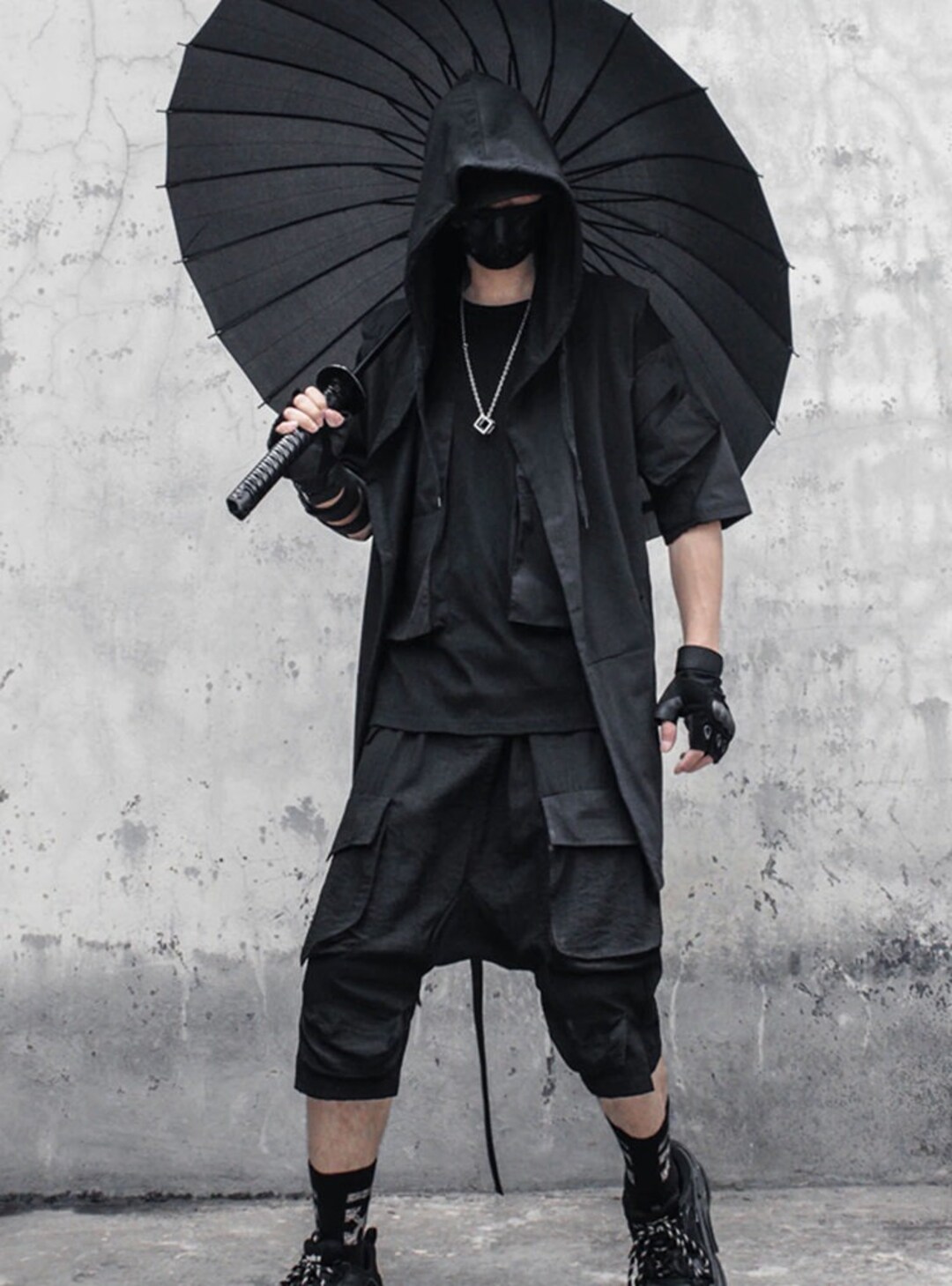 DARK Black Hooded Wizard Vest Coat Men 2021autumn Summer Sleeveless ...