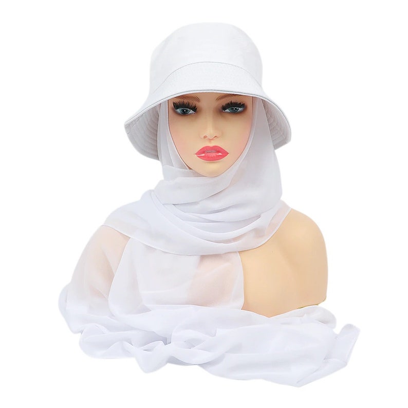 New Muslim Women Bucket Hat With Chiffon Hijabs Summer Sports - Etsy