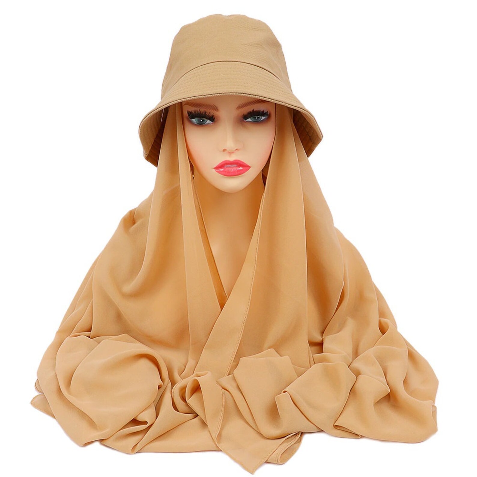 New Muslim Women Bucket Hat With Chiffon Hijabs Summer Sports - Etsy
