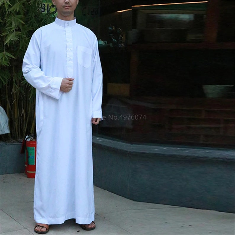 White Long Sleeve Islamic Men Clothing Jubba Thobe Abaya Dubai - Etsy