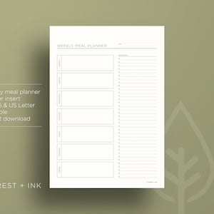 Weekly Meal Planner Planner Insert A4 A5 & US Letter - Etsy