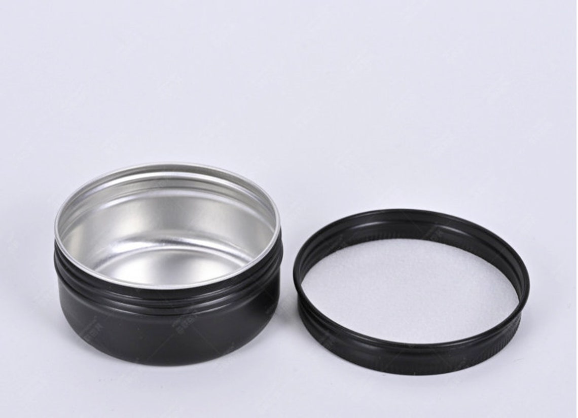 Black Aluminum Round Metal Tin Container |clear Top, Screw Lid ...