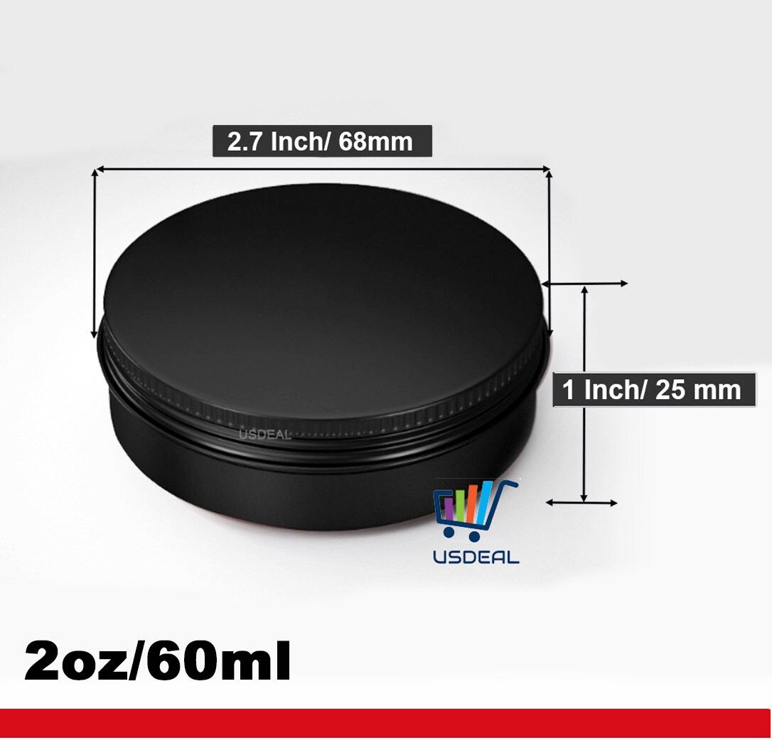 Black Aluminum Round Metal Tin Container |clear Top, Screw Lid ...