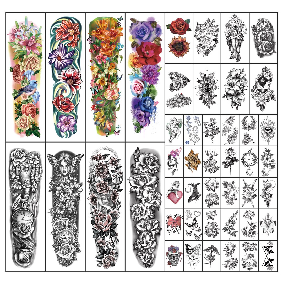 46 Sheets Waterproof Temporary Tattoo That Looks Real for Men and Women ...
