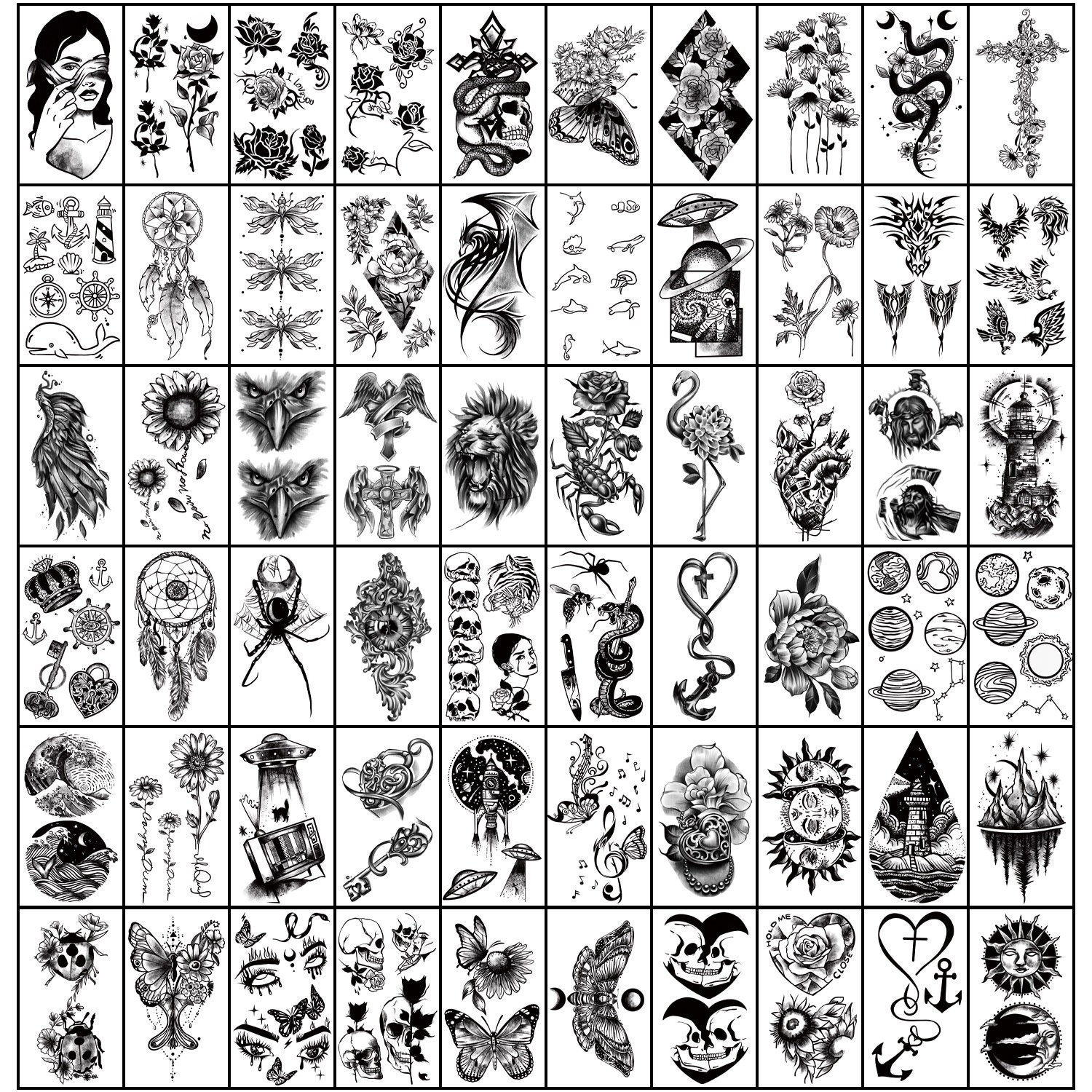 70 Sheets Realistic Temporary Tattoo Stickers for Men Women | Etsy