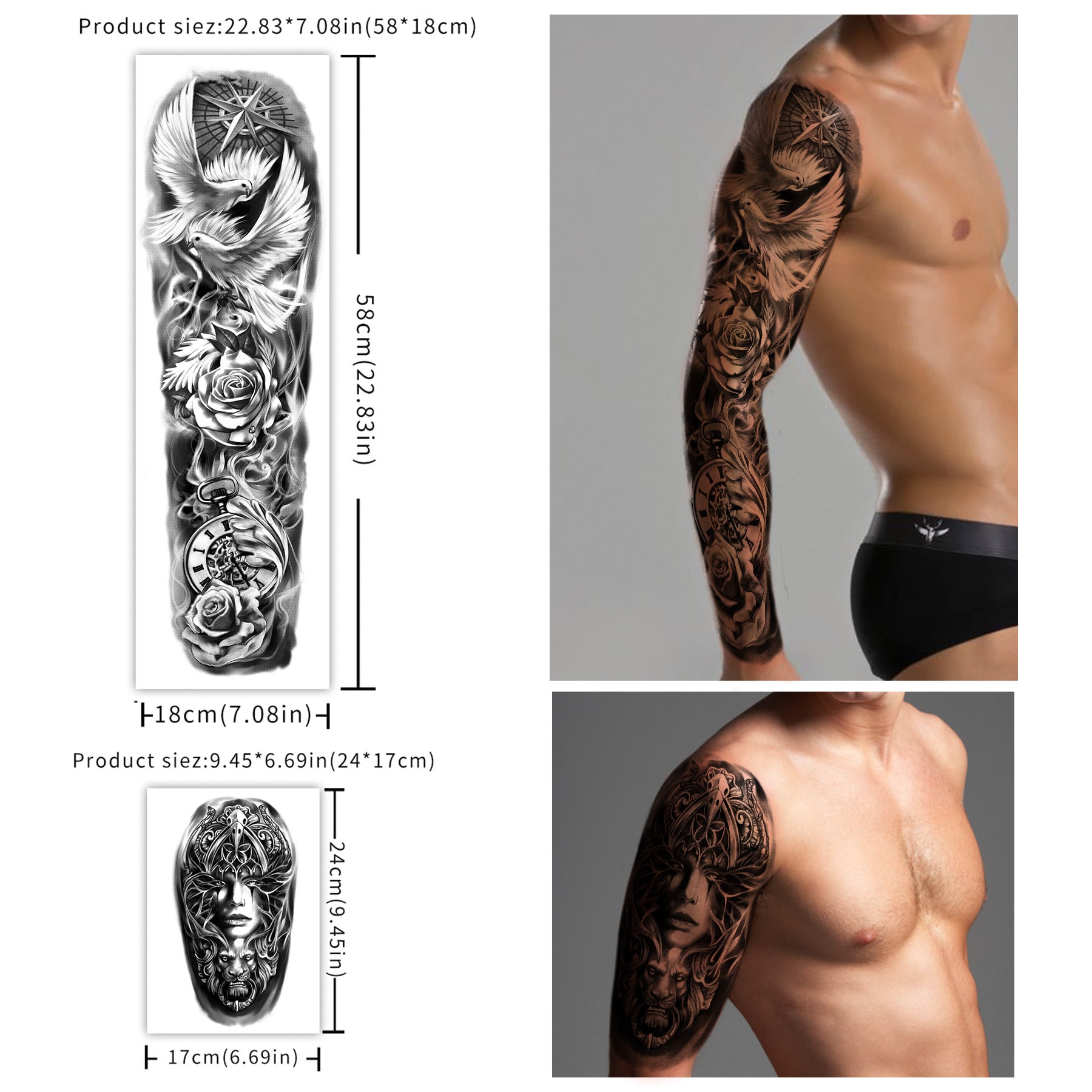 Waterproof Full Arm Temporary Tattoos 8 Sheets and Half - Etsy Canada