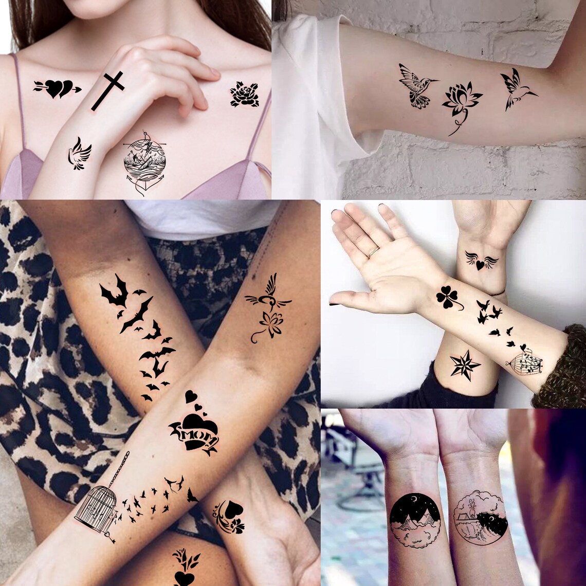 Yazhiji Waterproof Temporary Tattoos 60 Sheets Tiny Fake - Etsy