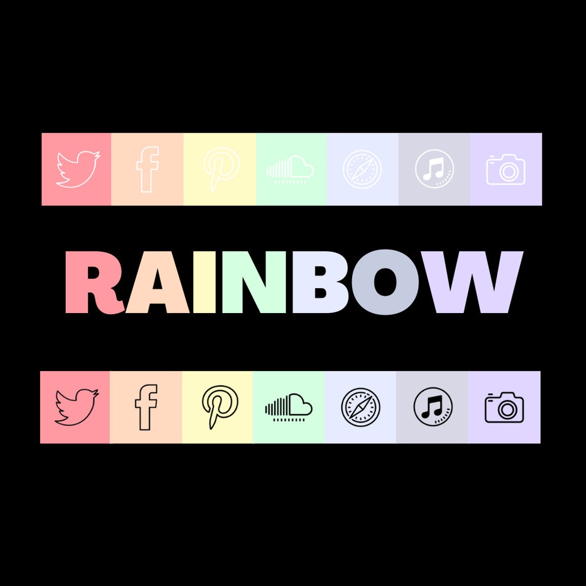 Rainbow Pastel Icon Pack for Customizing Your Home Screen in - Etsy Canada