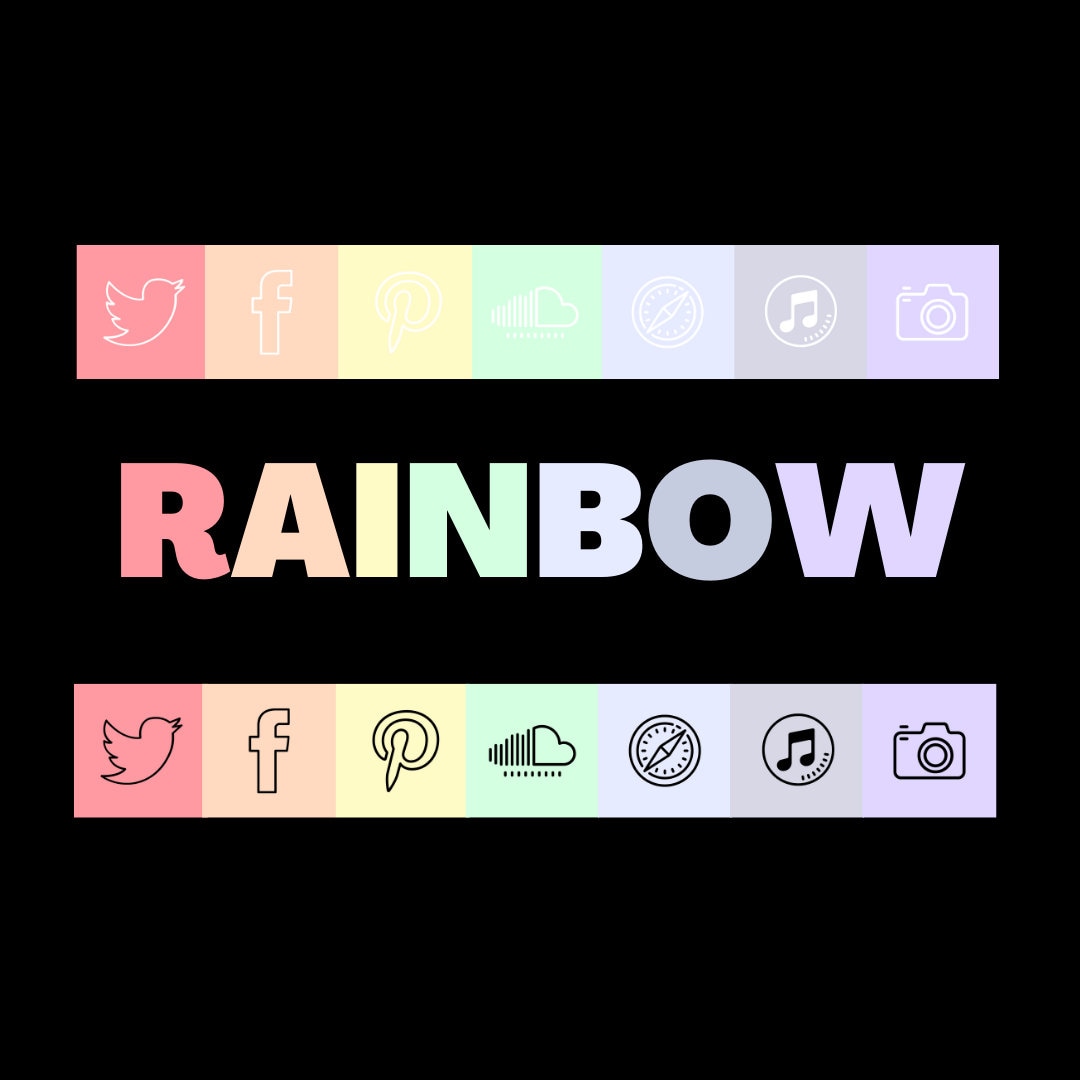 Rainbow Pastel Icon Pack for Customizing Your Home Screen in - Etsy Canada
