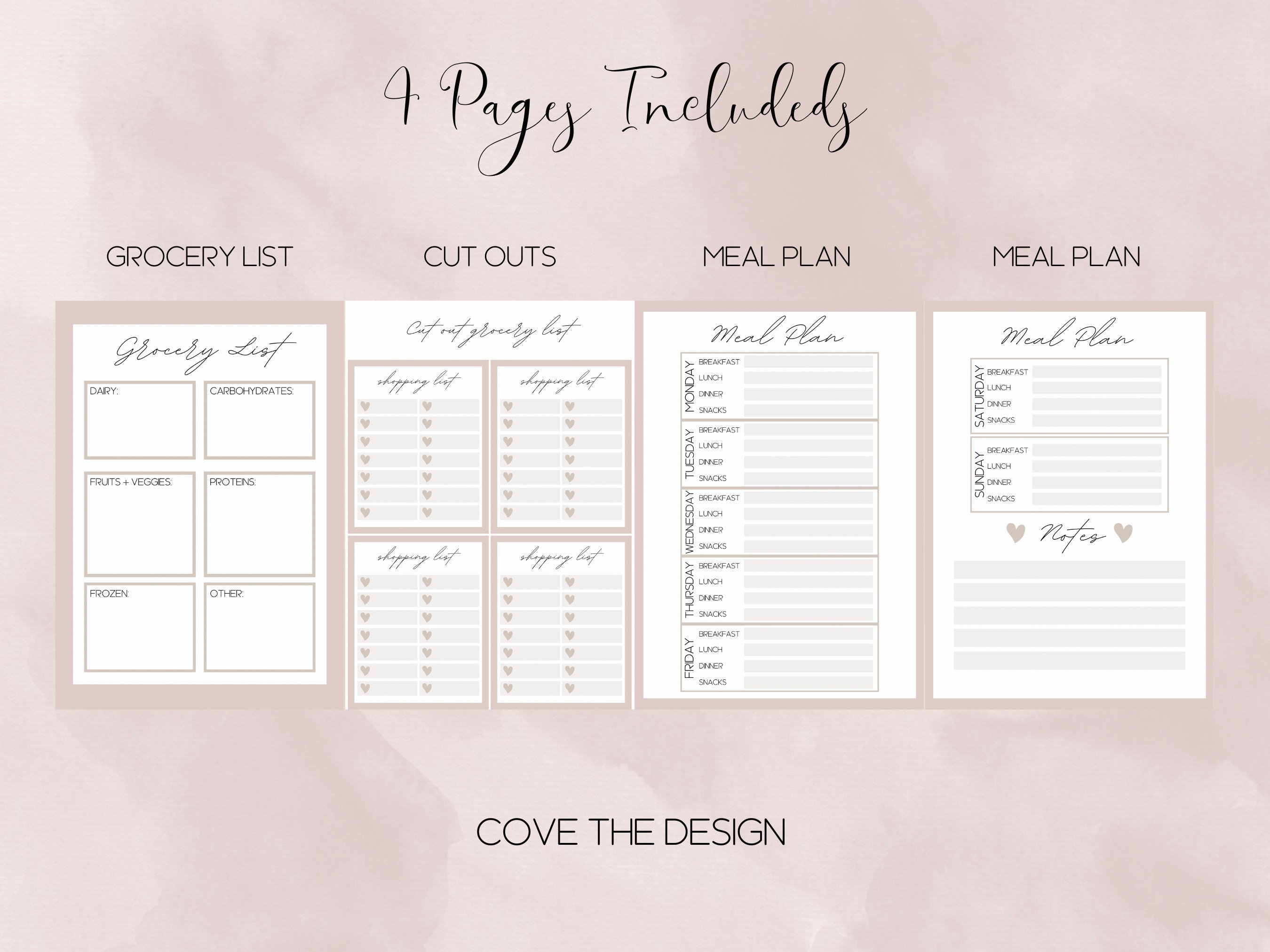 Printable Grocery List and Meal Planner PDF File Digital | Etsy Canada