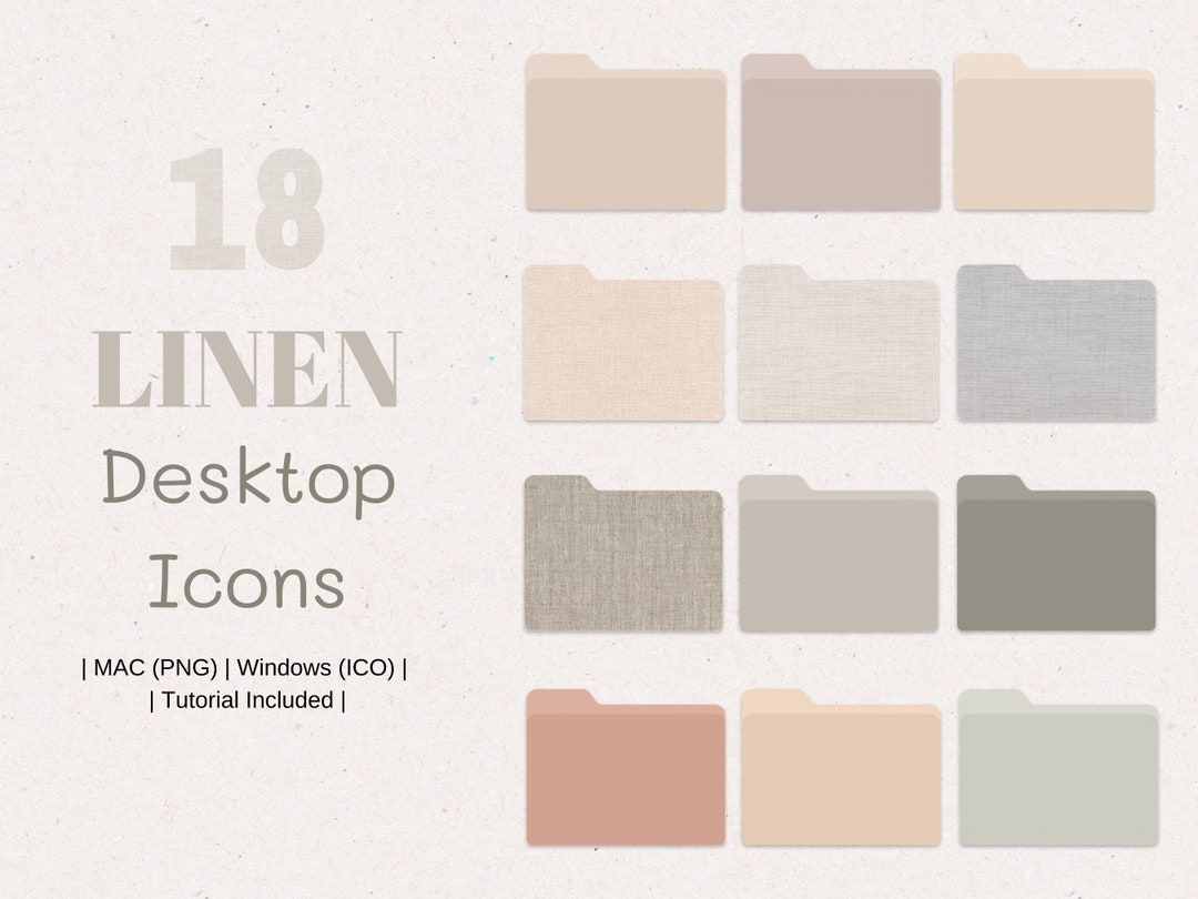Linen Desktop Folder Icons: Neutral Tones (digital Download) - Etsy