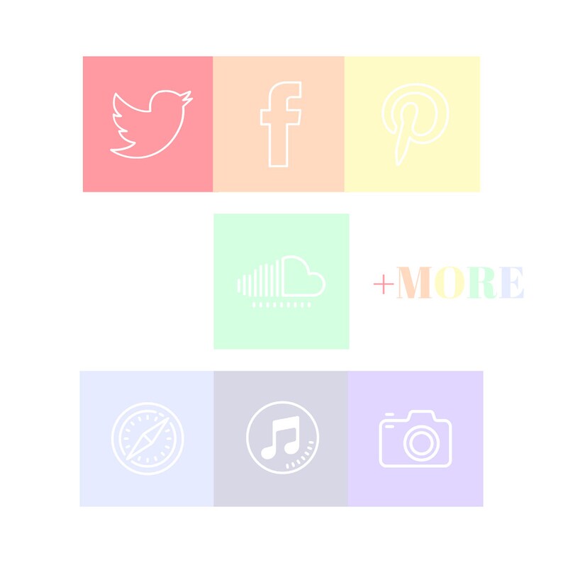 Rainbow Pastel Icon Pack For Customizing Your Home Screen In | Etsy
