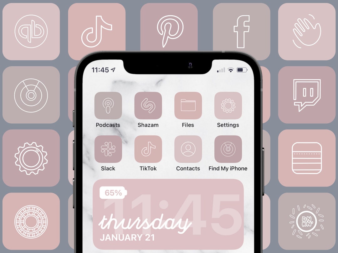 150 Purple/pink App Icons + 50 Photo Widgets | Ios 14 App Icons ...