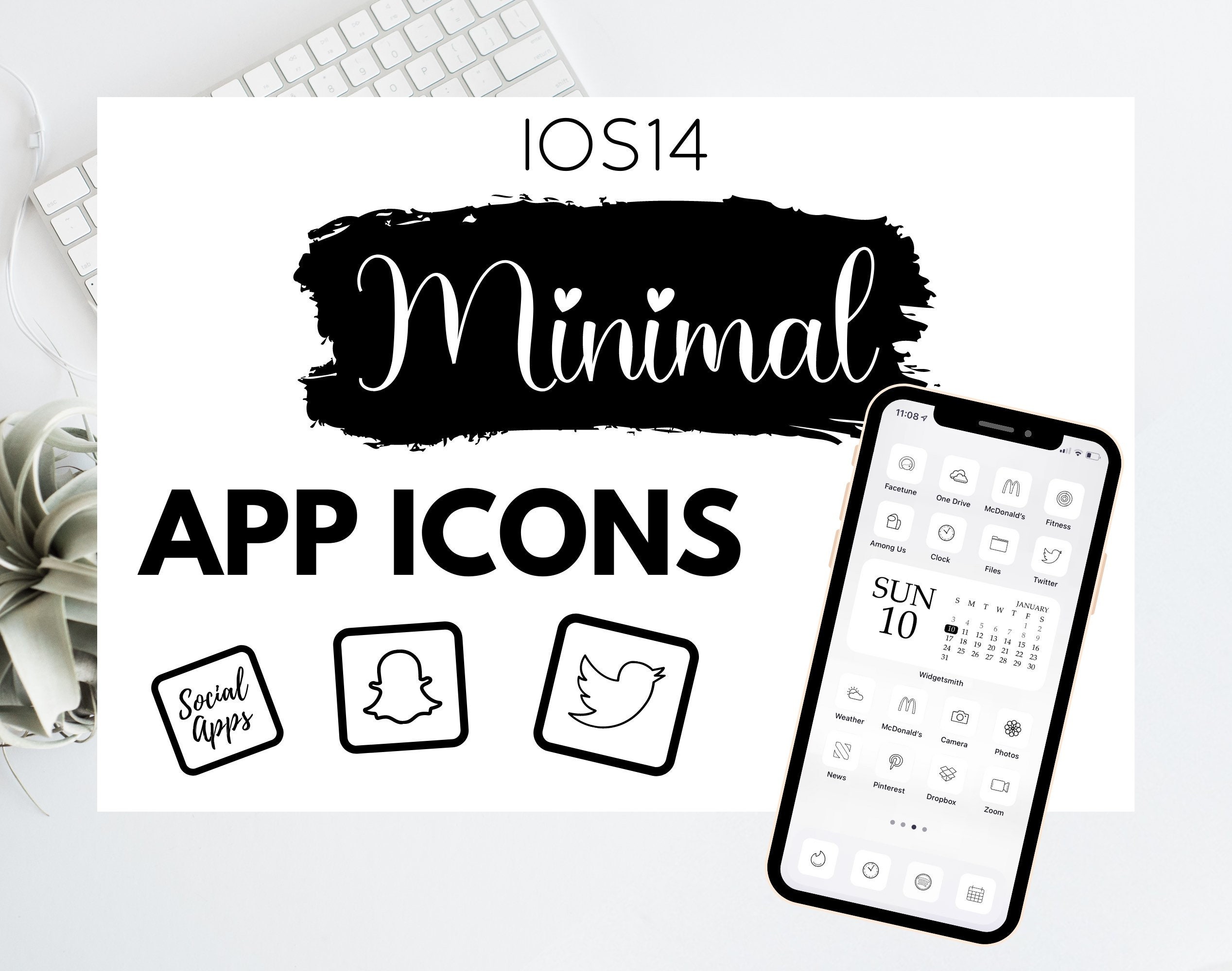 100 White Minimal App Icons for Ios 14 by Cove the Design - Etsy