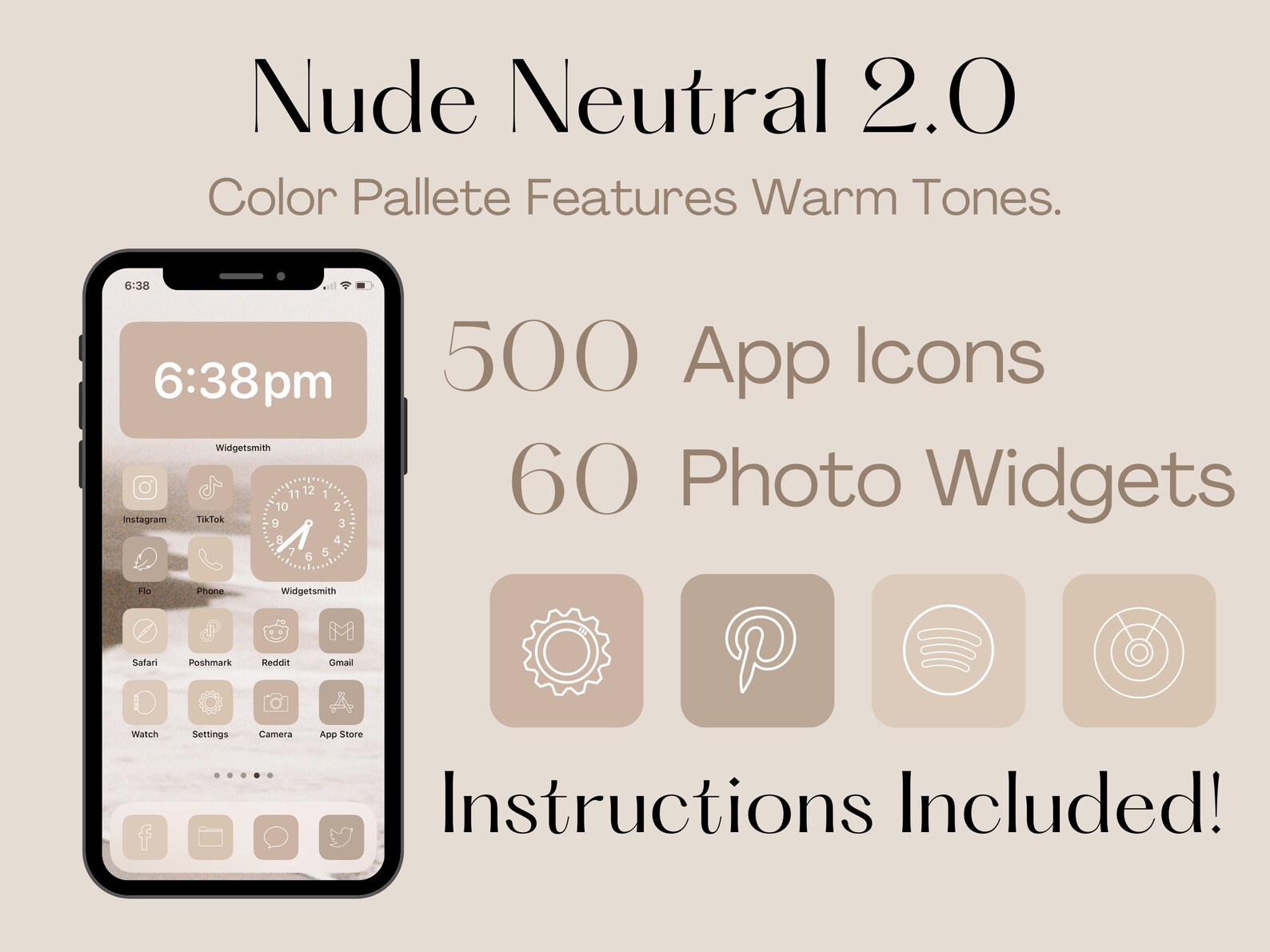 Nude Neutral 2.0 App Icon Pack | Ios 14 Ios 15 | Warm Beige Nude ...