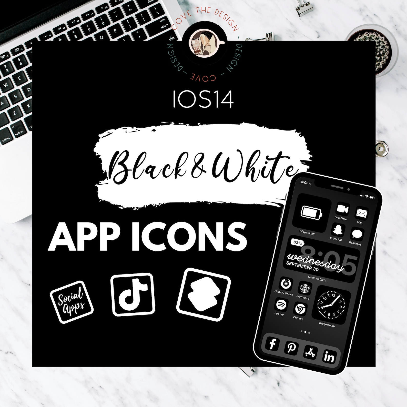 IOS 14 Black App Icons BOLD Icon Pack for Aesthetic Dark | Etsy