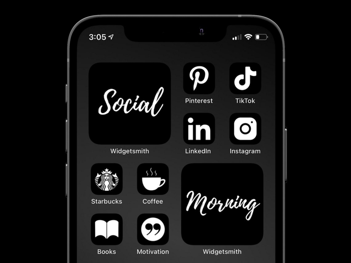 Ios 14 Black App Icons BOLD Icon Pack for Aesthetic Dark - Etsy Canada