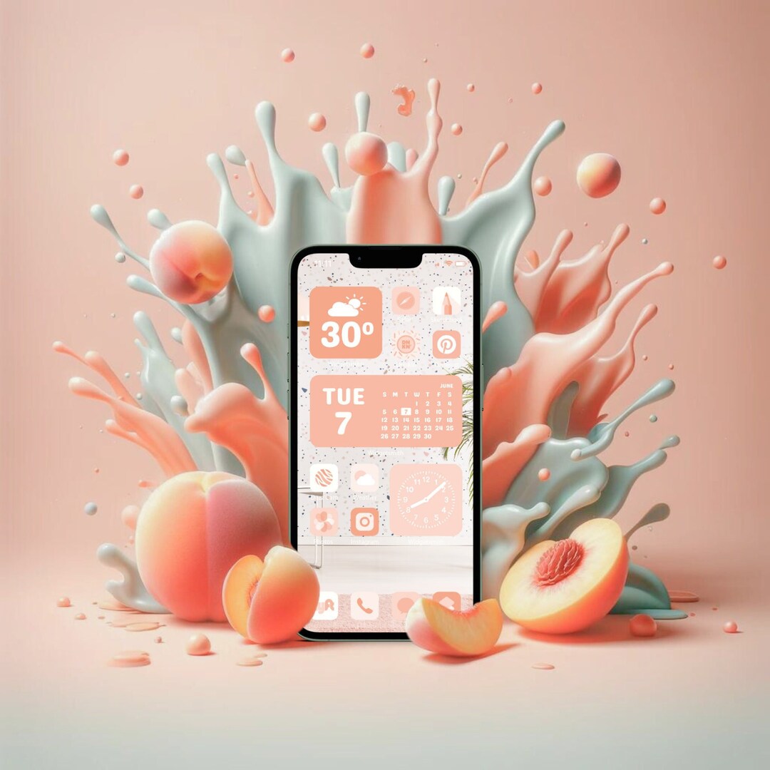 Juicy Peach Ios App Icon Pack - Soft Aesthetic Icons & Photo Widgets ...
