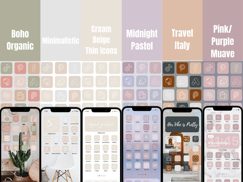 Ultimate App Icon Pack Includes All Aesthetic Themes In The | Etsy