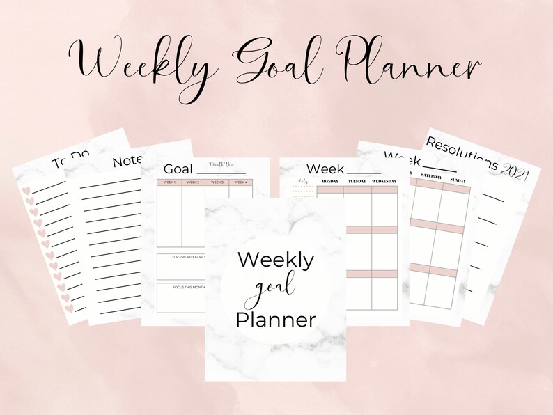 Weekly Goal Planner Print at Home 2021 Minimal Organization - Etsy