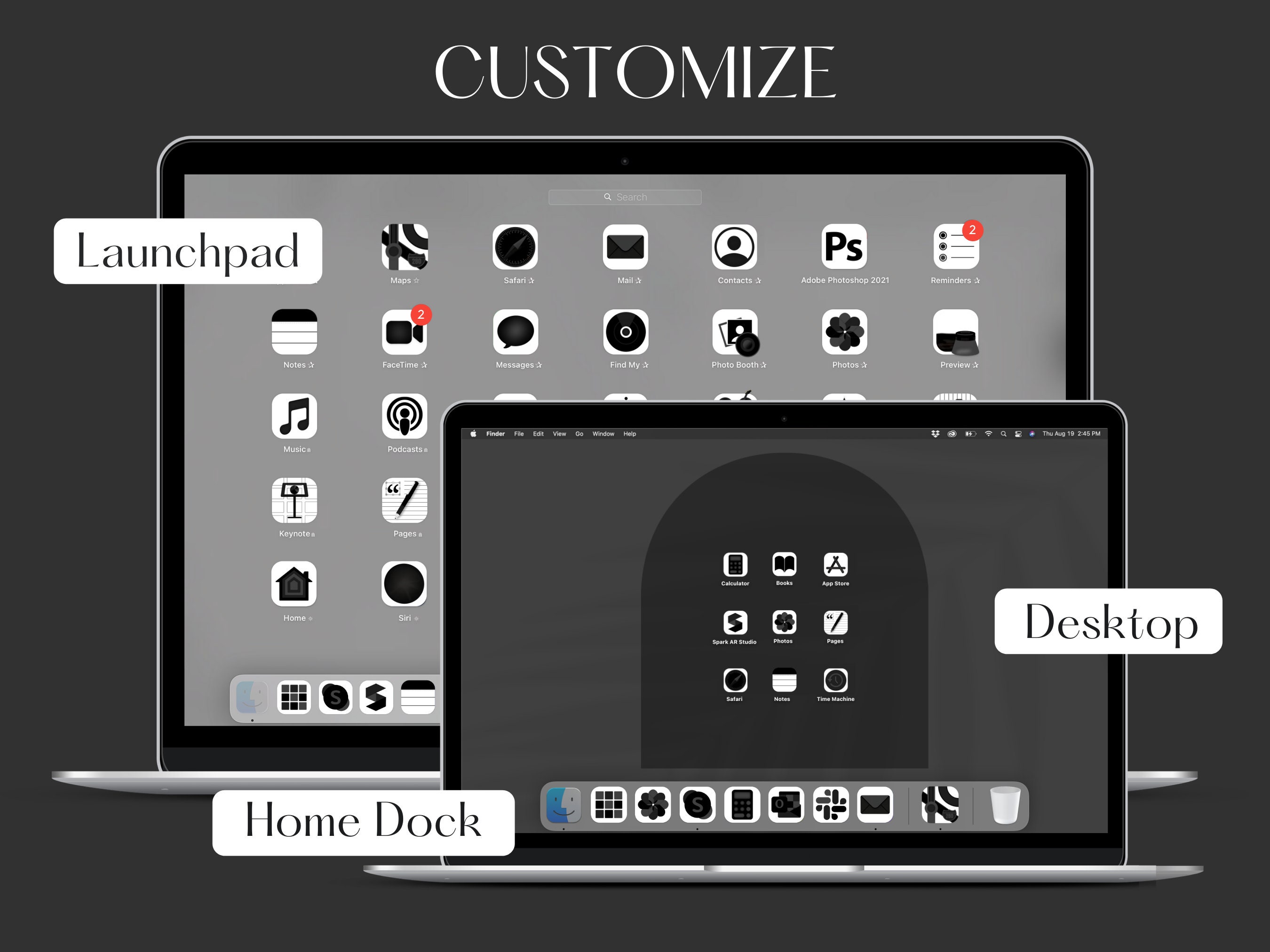 Desktop App Icons Black Dark Minimalistic Aesthetic Desktop - Etsy
